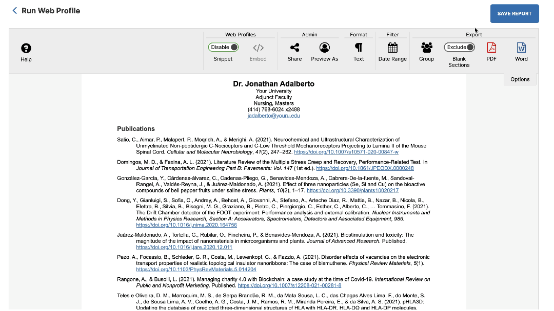 How to Configure Your Web Profiles with Faculty Success – Watermark