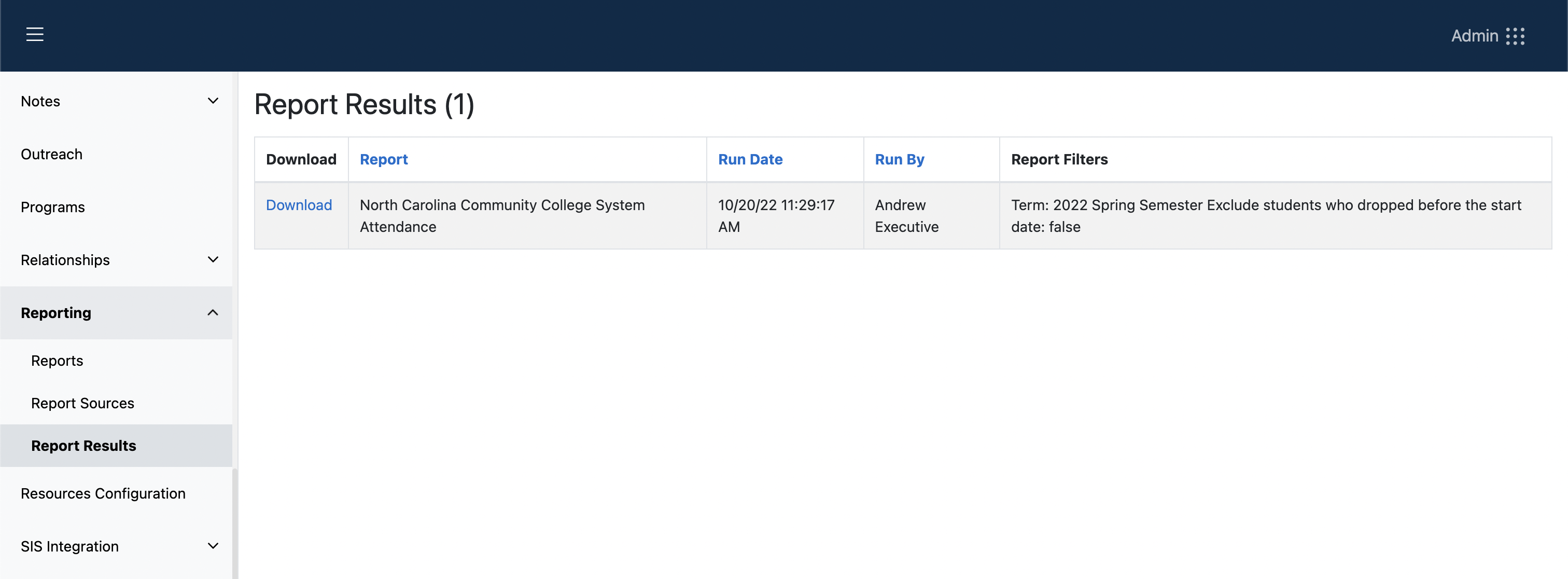 North Carolina CC System Attendance Report – Watermark