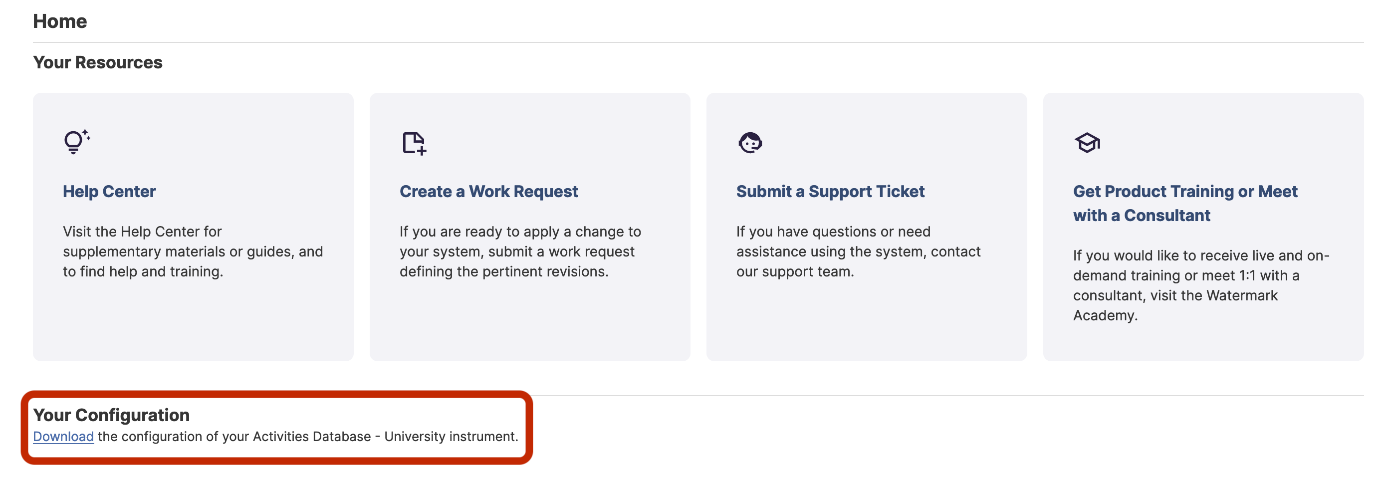 Configuration Report – Watermark