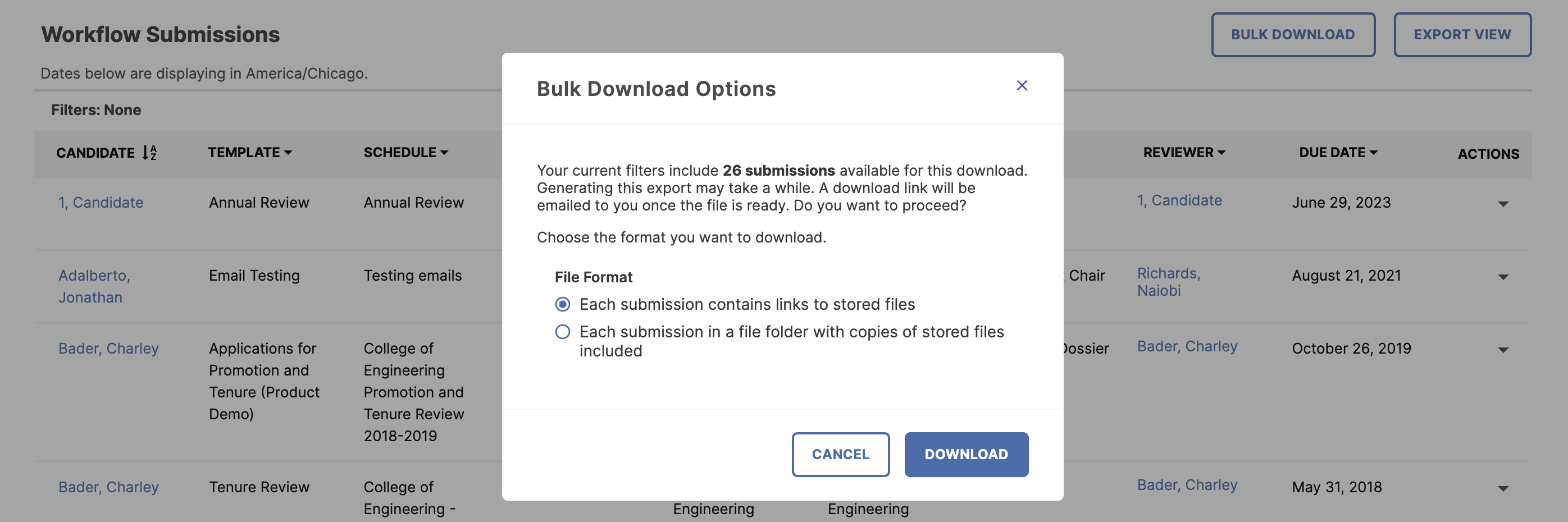 Downloading Submissions in Bulk – Watermark