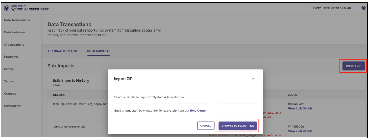 Bulk Import via ZIP folder, with Template – Watermark