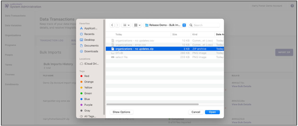 Bulk Import via ZIP folder, with Template – Watermark