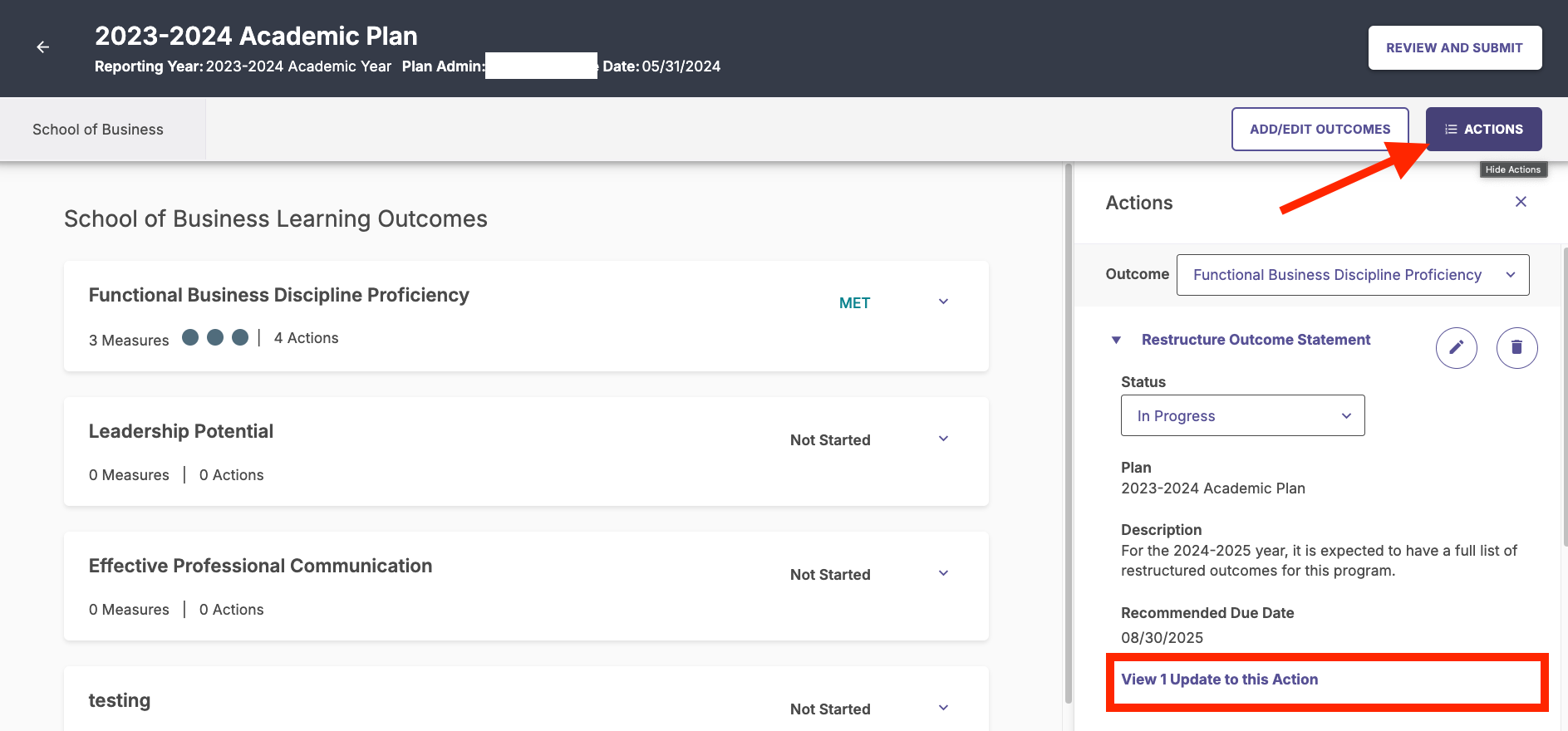 Tracking Actions and Adding Updates – Watermark