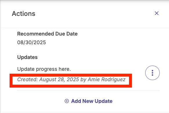 Tracking Actions and Adding Updates – Watermark
