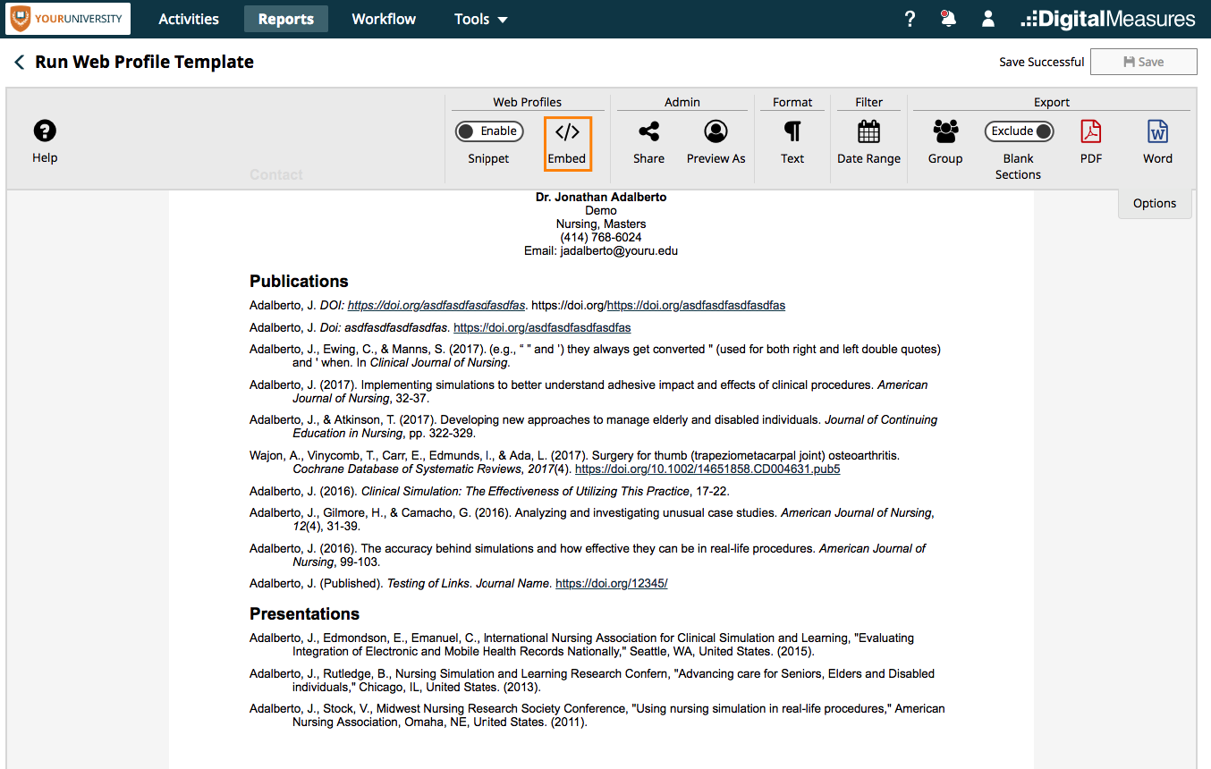 How to Configure Your Web Profiles with Faculty Success – Watermark