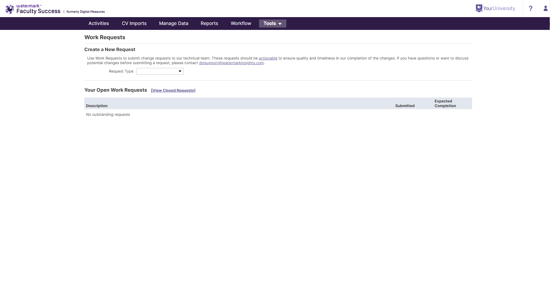 Overview of Work Requests – Watermark