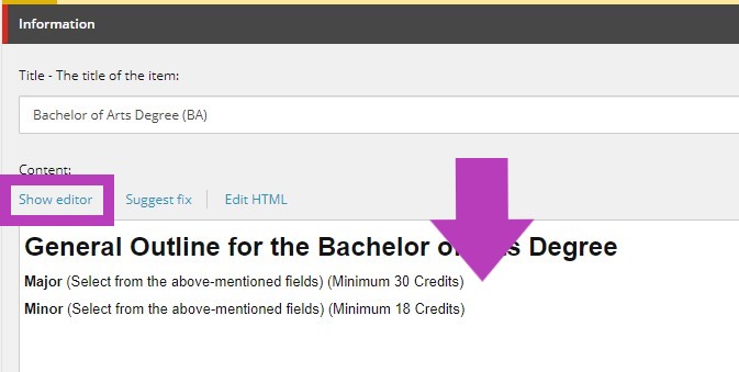 Editing Content in the Rich Text Editor – Watermark