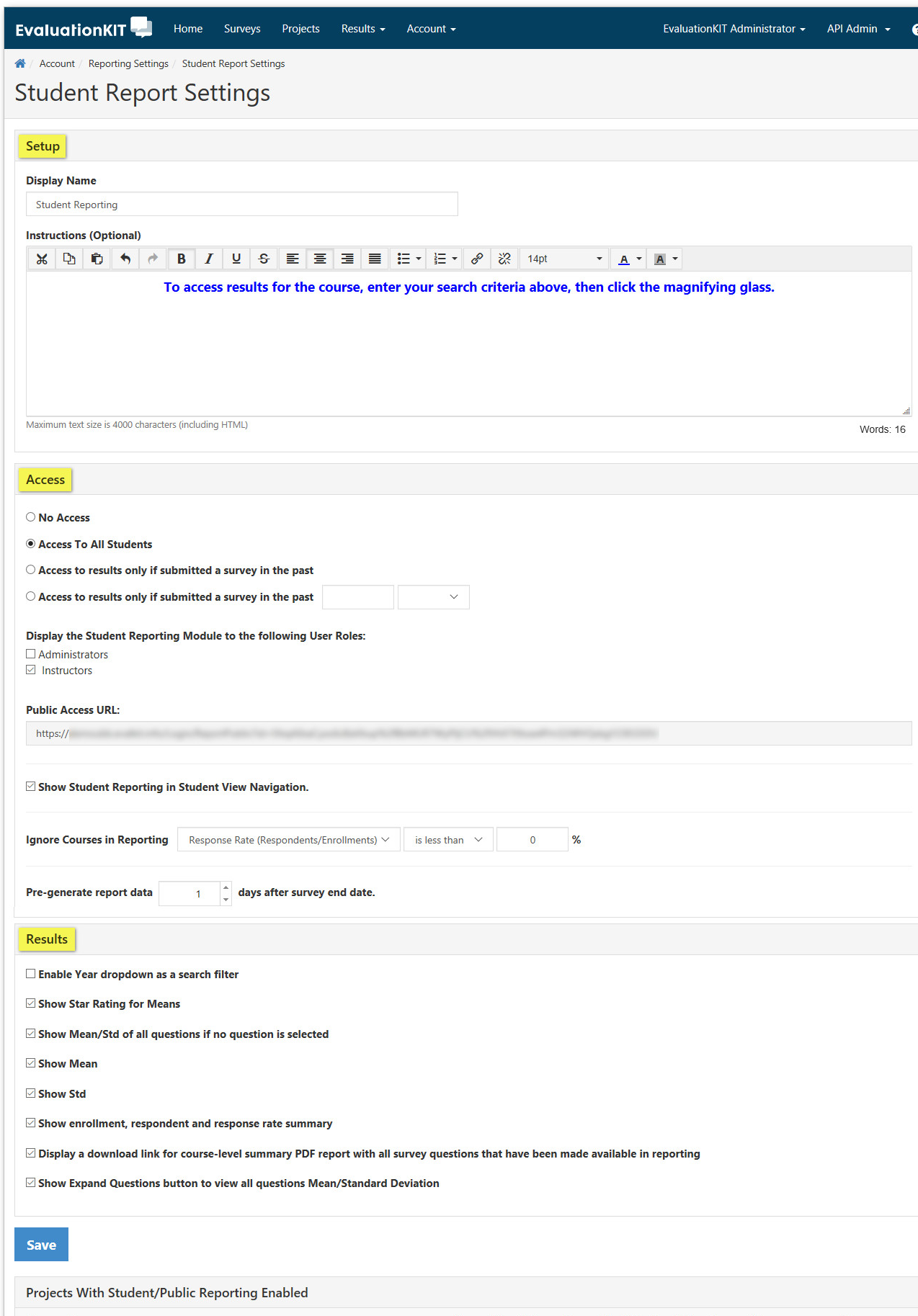 Student Reporting and Public Reporting Module – Watermark