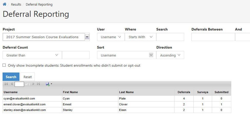 Deferral Reporting – Watermark