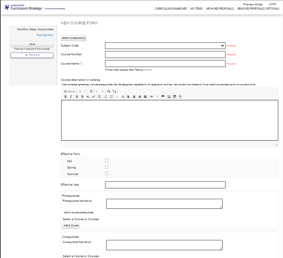 Curriculum Management Form Template Basics – Watermark